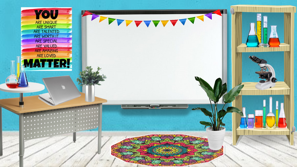 Bitmoji Classroom Editable (Science Room)