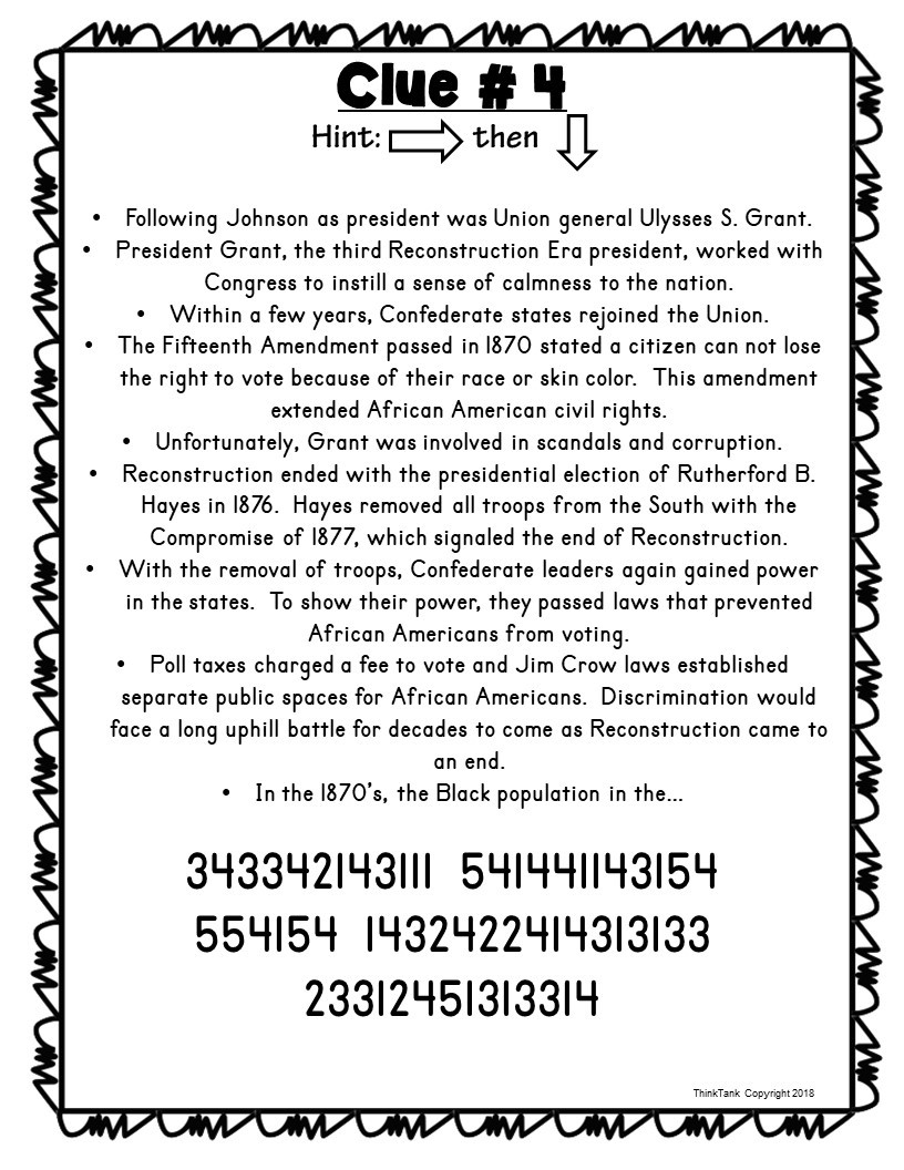 Civil War Reconstruction ESCAPE ROOM! - Amped Up Learning