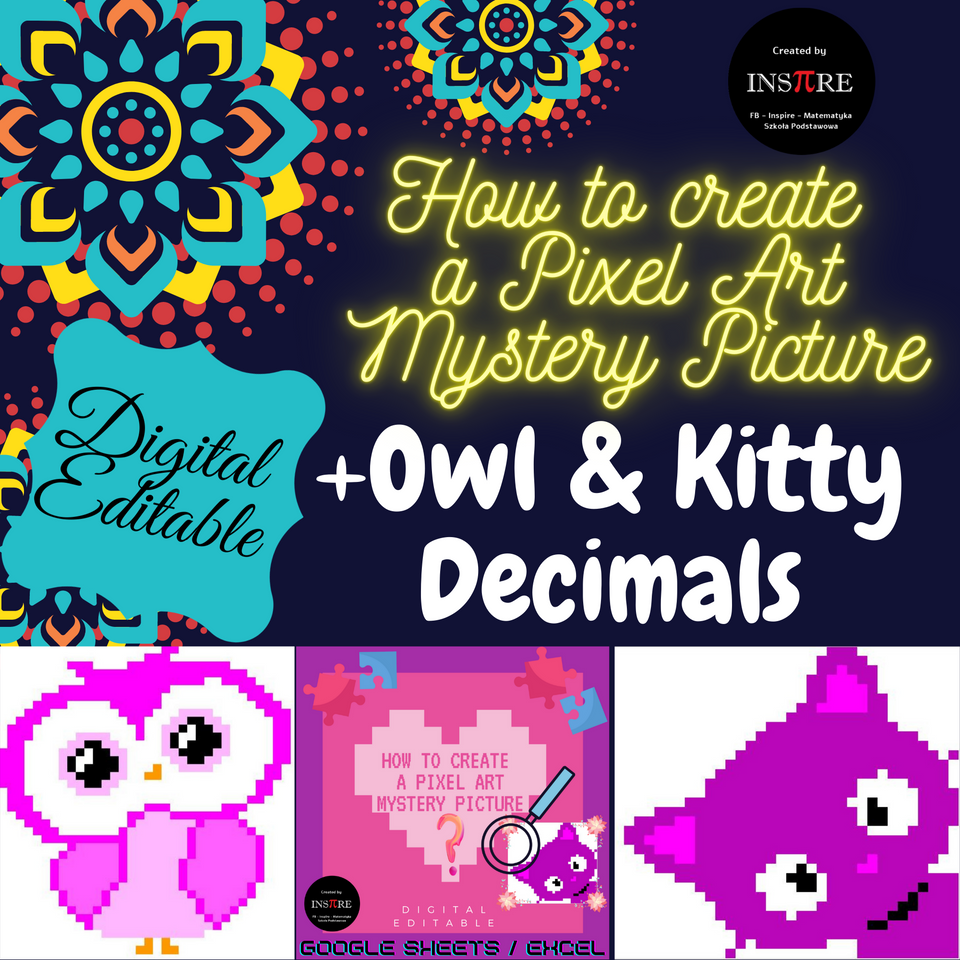 How to create a Pixel Art Mystery Picture in Google Sheets + Kitty and ...