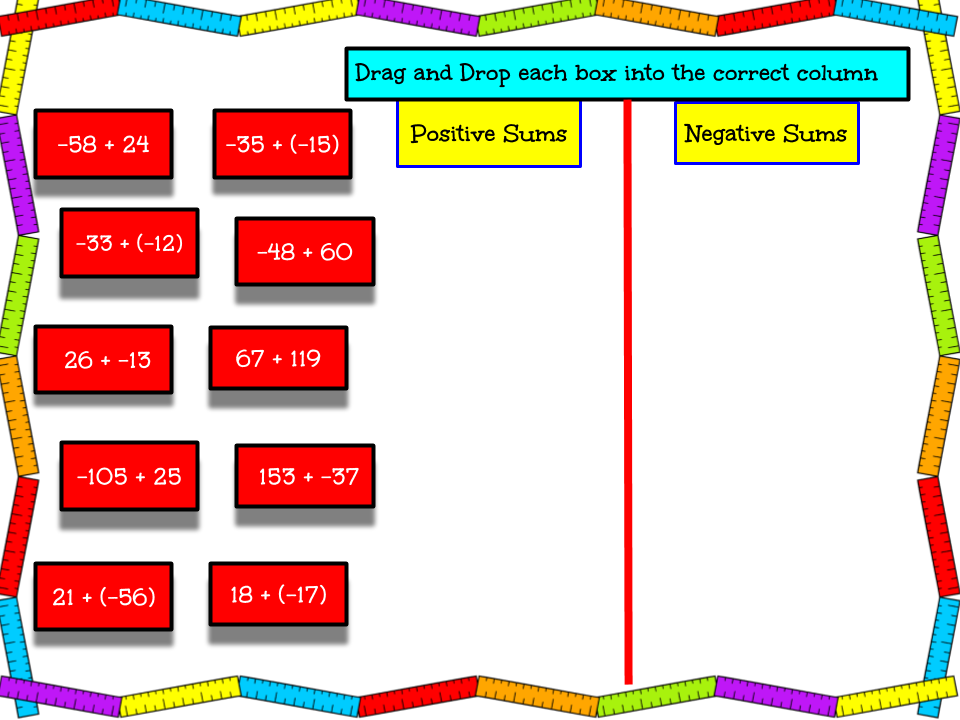 FREEBIE - Integers Drag and Drop Activity