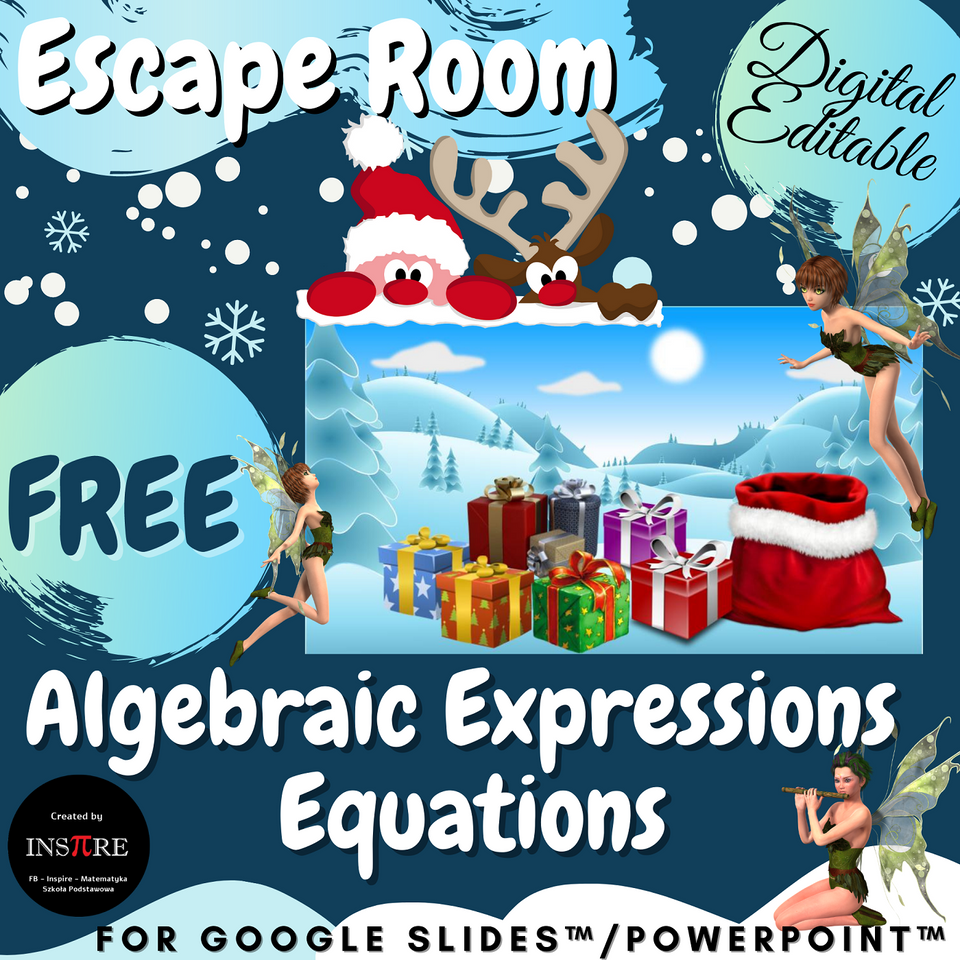 Christmas DIGITAL Escape Room - Algebraic Expressions, Equations ...