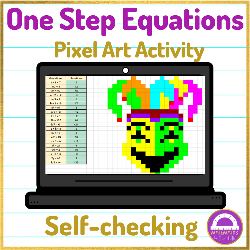 Mardi Gras Solving One Step Equations Pixel Art Activity - Amped Up ...