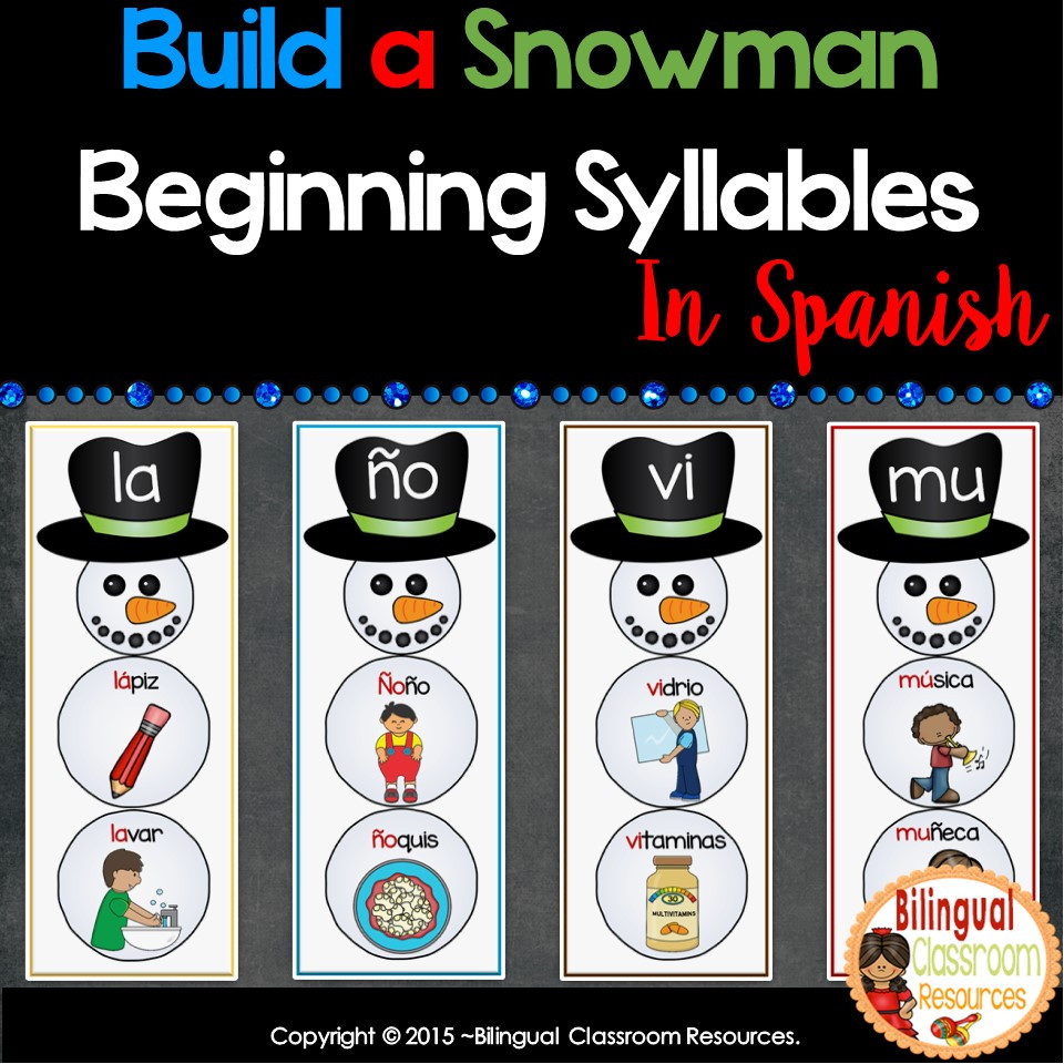 Build a Snowman Beginning Syllable Sounds In Spanish-Sílabas Iniciales