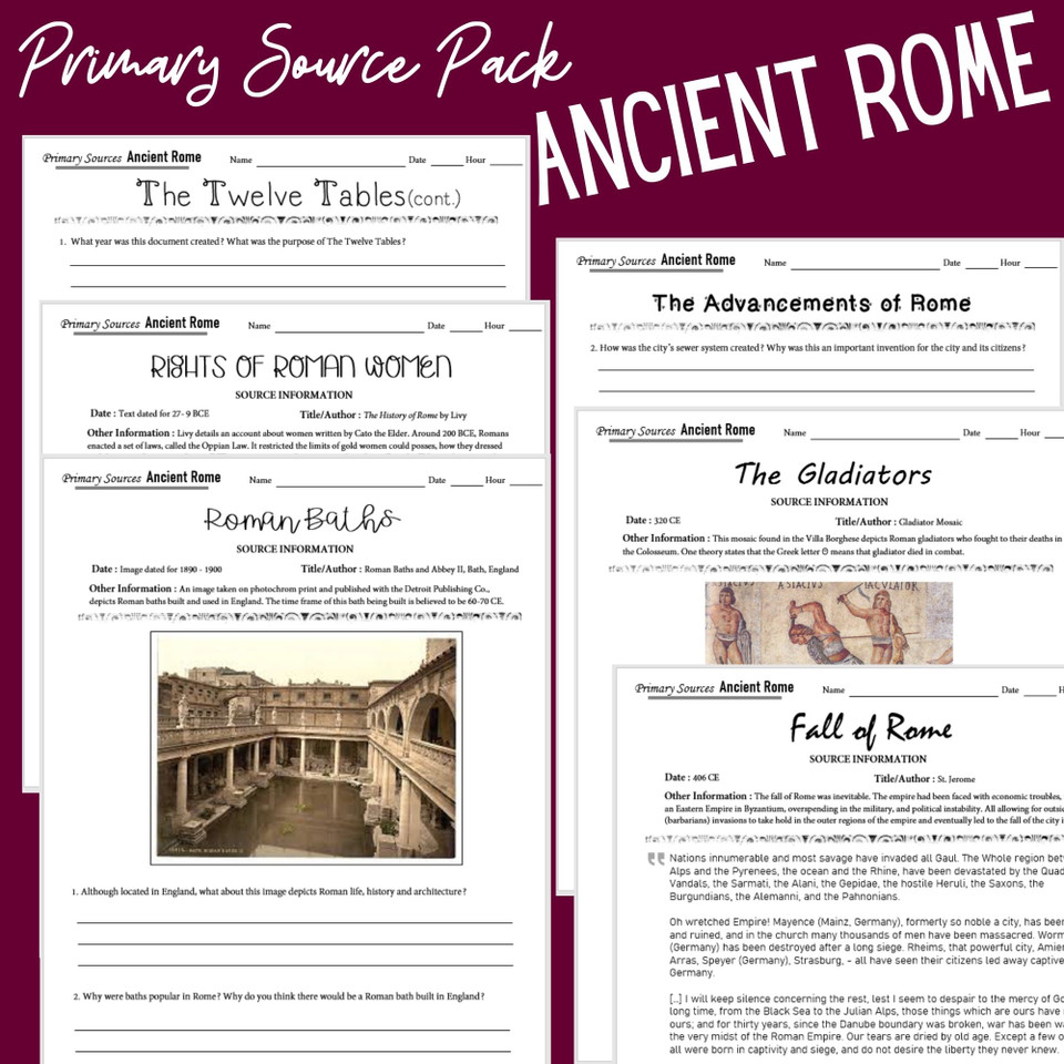 Ancient Rome Primary Source Pack (Google Compatible) - Amped Up Learning