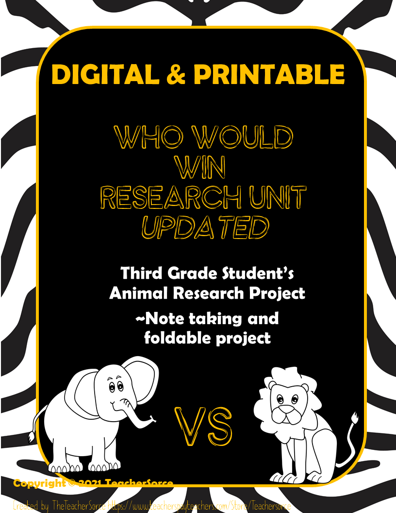 Research Literacy Project: Who Would Win Animal Research (TeacherSorce ...