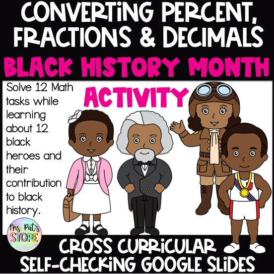 Black History Month Math Activity: Converting Percent, Fractions and ...