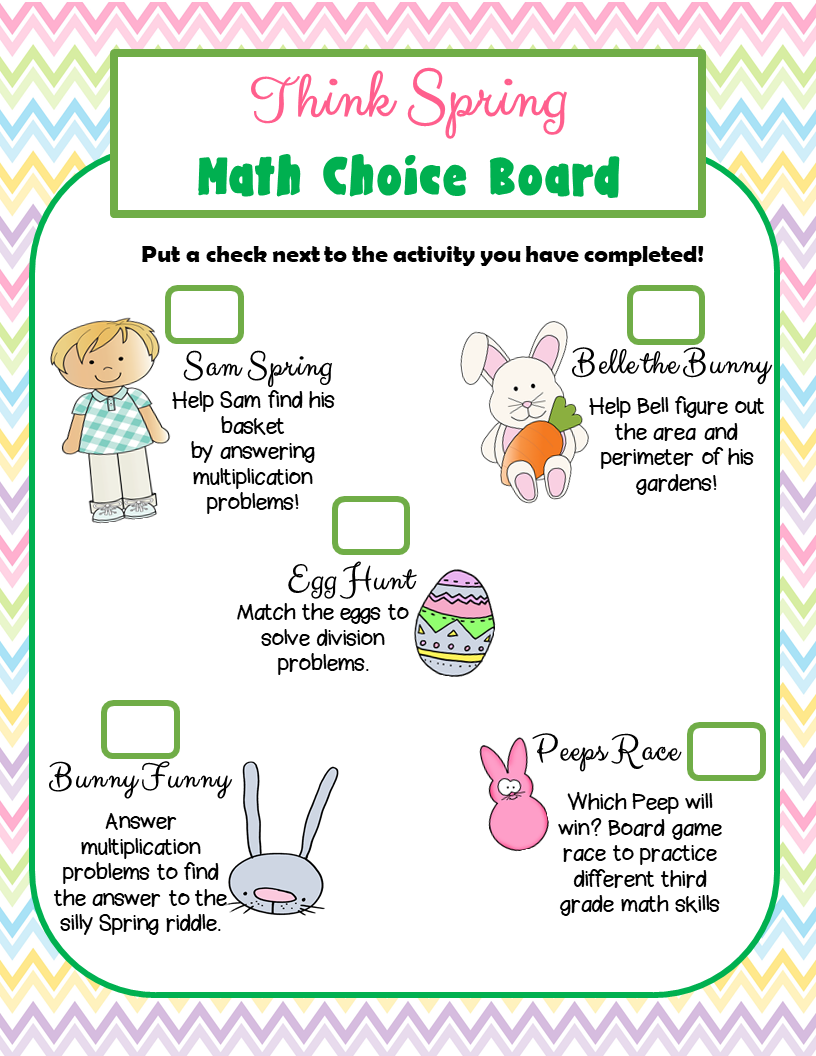 Winter Math Choice Board