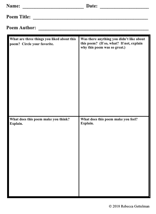 FREE Poetry Response Form for Use with Any Poem