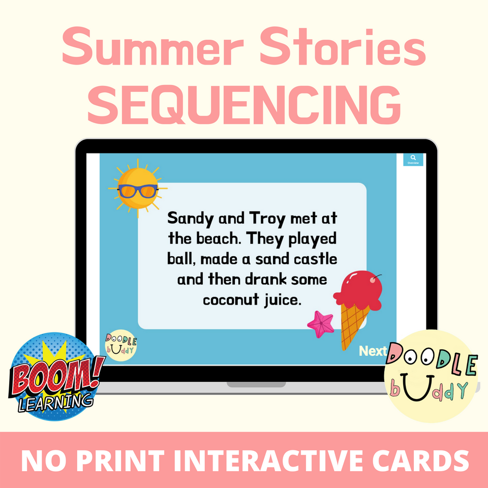 Boom Cards Summer Story Sequencing