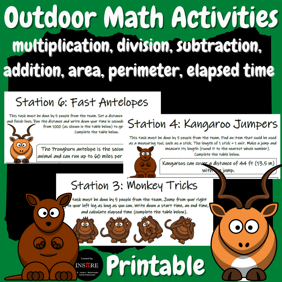 Outdoor Math Activities Multiplication Division Addition Subtraction ...