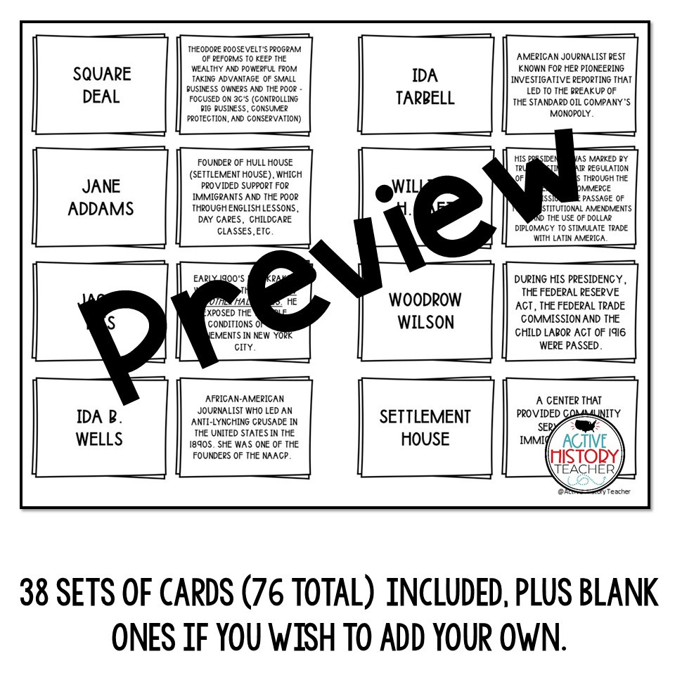 Progressive Era Activity Vocabulary Matching Hands-On EOC Review