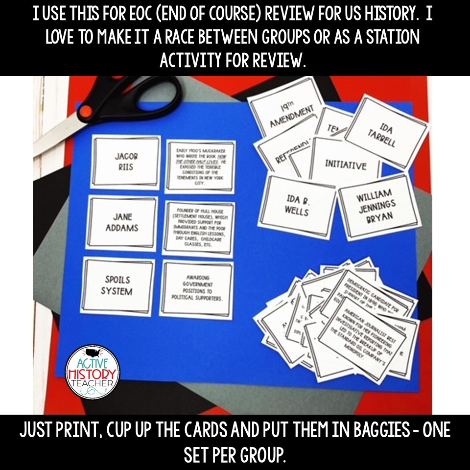 Progressive Era Activity Vocabulary Matching Hands-On EOC Review
