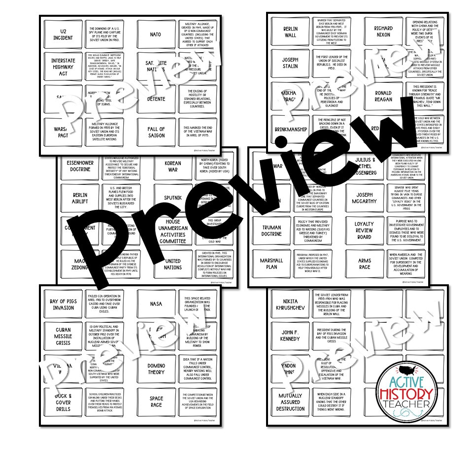 Cold War Activity Vocabulary Matching Hands-On EOC Review
