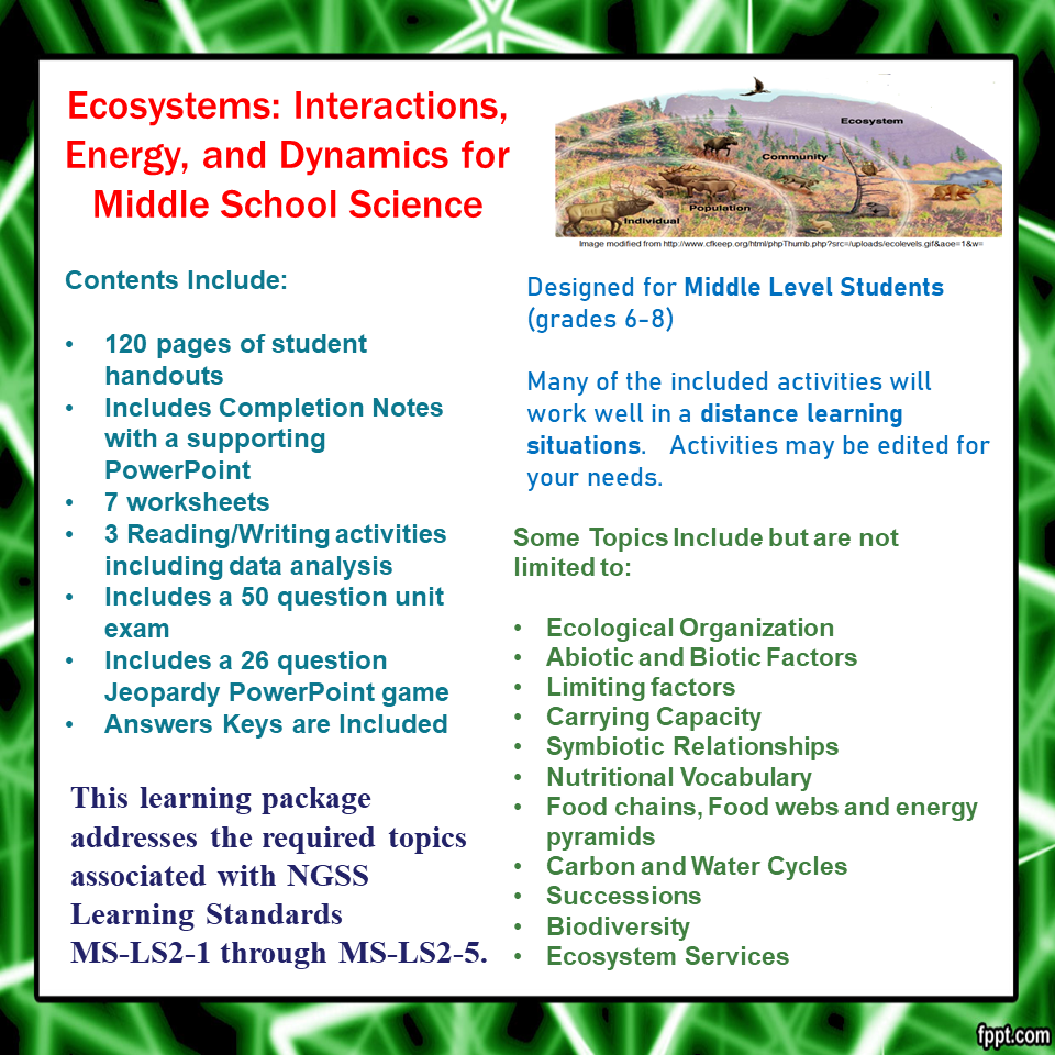 Ecosystem Interactions, Energy and Dynamics Learning Activities for MS ...