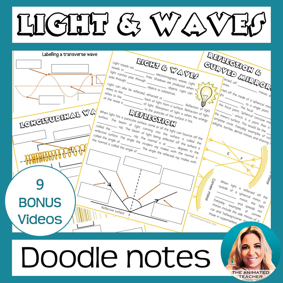 Light & Waves Doodle note worksheets