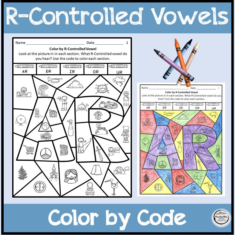 R-Controlled Vowels Color by Code Worksheets