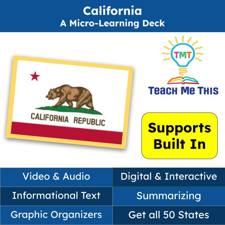 California State (50 States and Capitals) Informational Text and Activities
