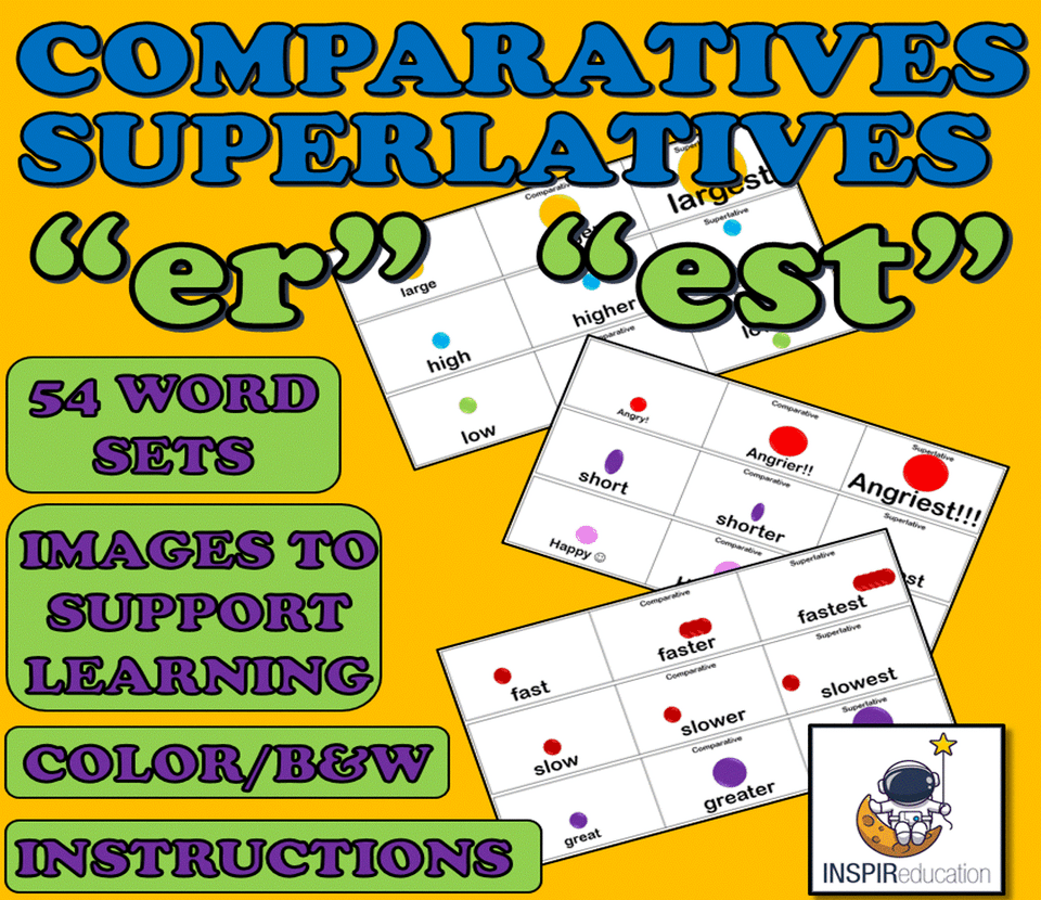 Comparatives and Superlatives: Spelling developing "er" and "est" rules ...