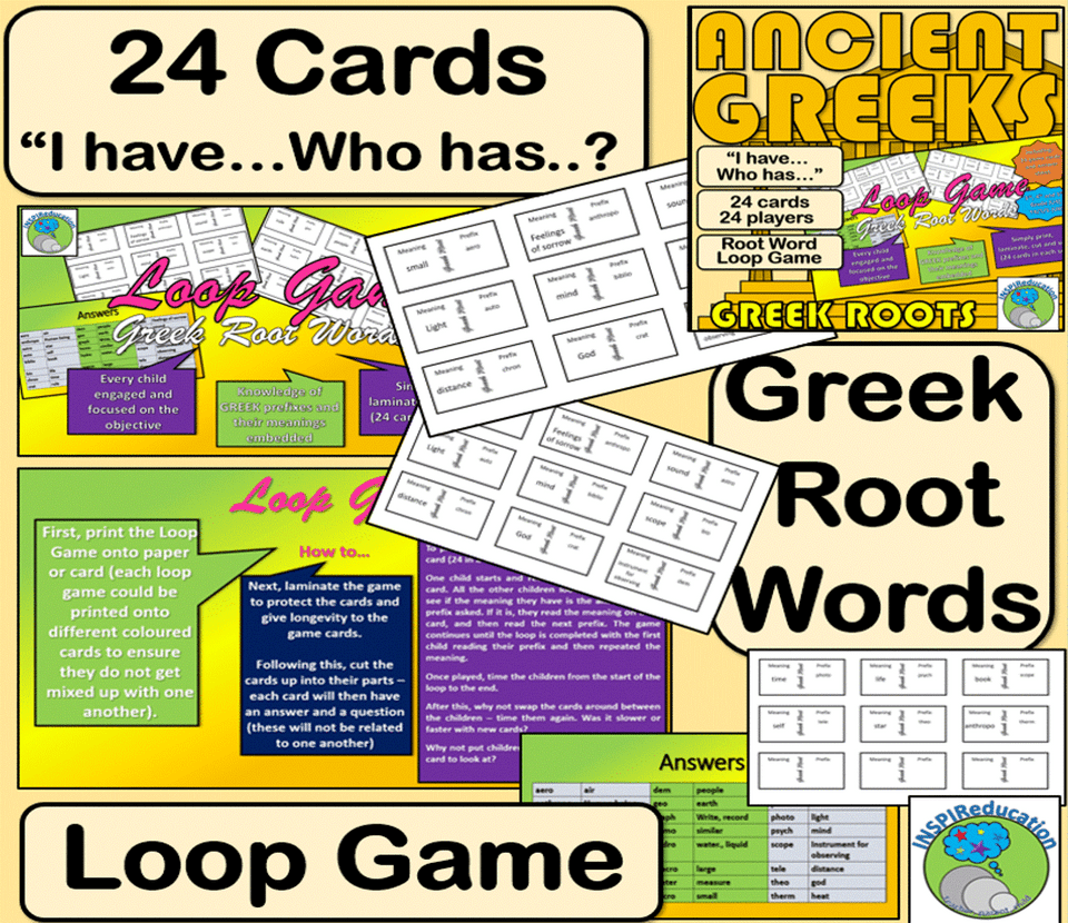 Greek Root Words: Card Game - "I have...Who has..? 24 Different Roots ...