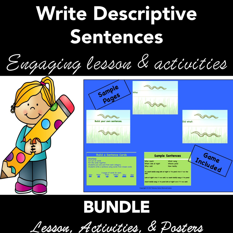 Writing Descriptive Sentences: PowerPoint Lesson Plan & Activity BUNDLE ...