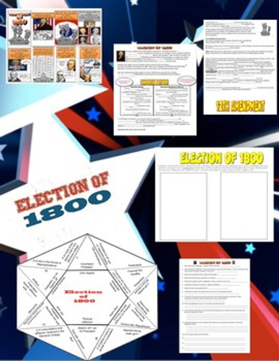 Election of 1800 Notes, Mini-Book, Puzzle, and Worksheet