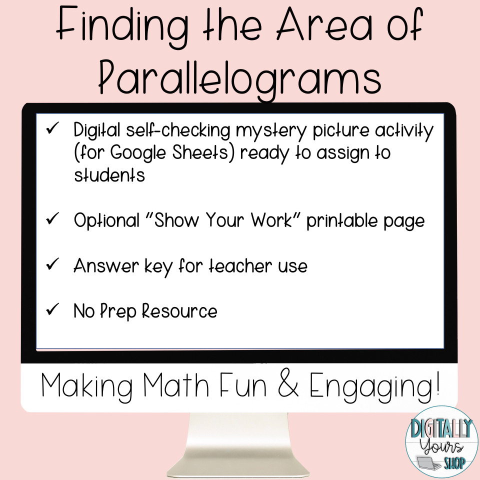 Finding the Area of Parallelograms Digital Mystery Picture Activity