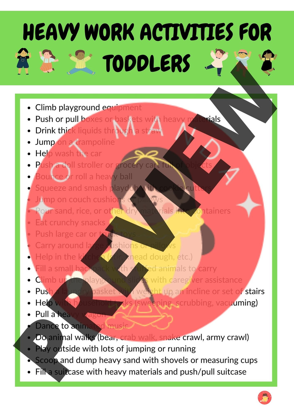 Heavy Work Activities for Toddlers | Occupational Therapy Parent ...