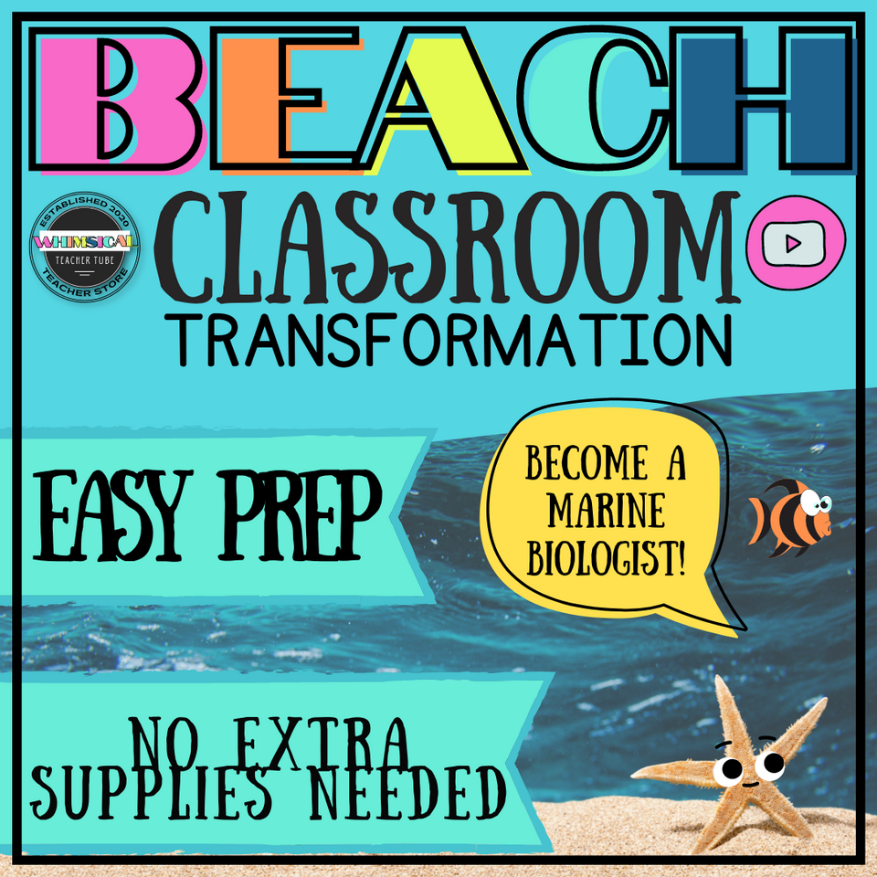 Low Prep Classroom Transformation Beach Theme Upper Elementary