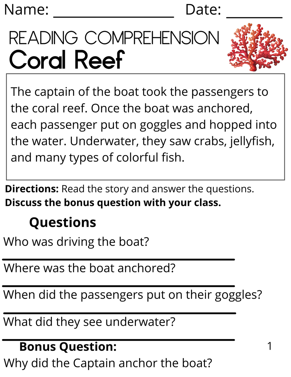 Reading Comprehension Passages 1st through 3rd Grade Part 1
