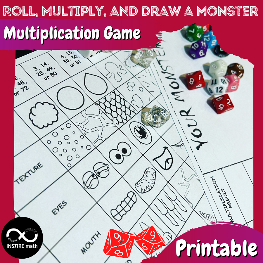 Multiplication Game Facts to 10 Math Craft Roll, Multiply, and Draw a ...