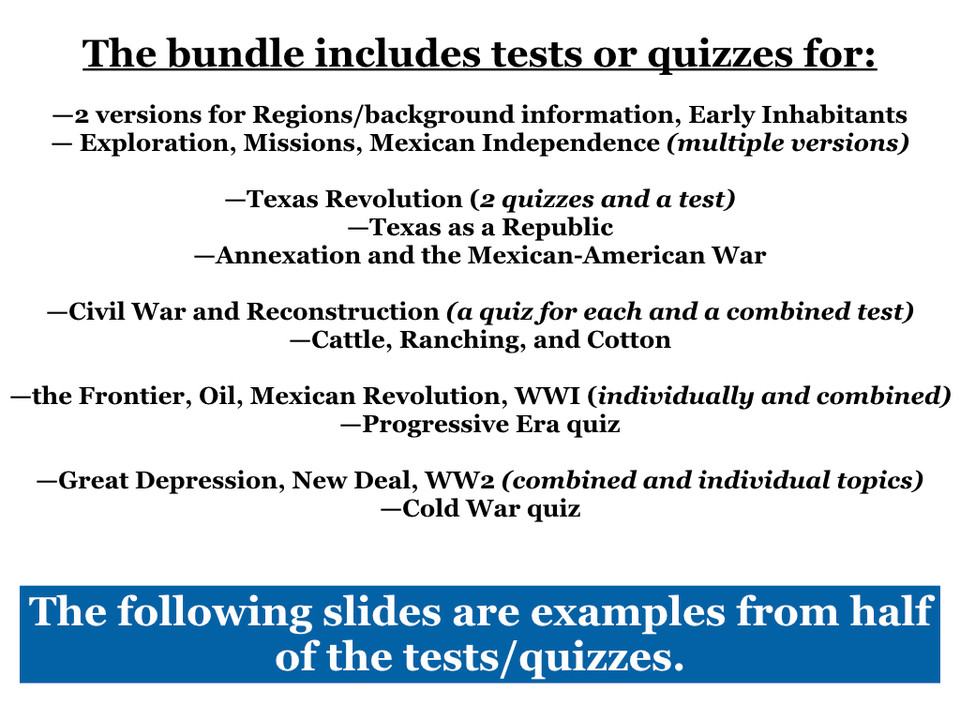Texas History UNIT TEST BUNDLE