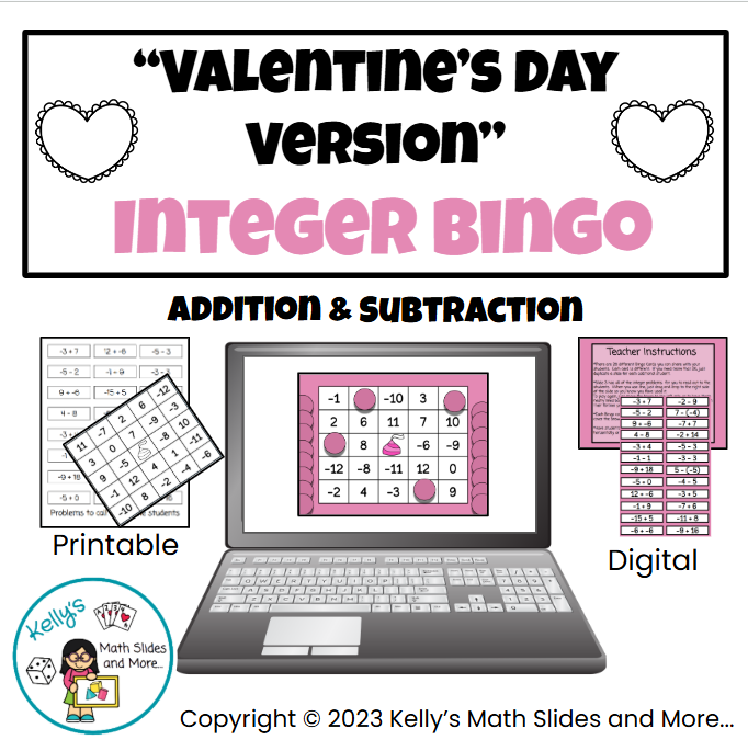 Valentine's Day - Subtraction Flashcards - Amped Up Learning