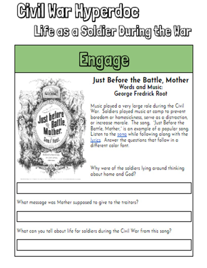 Hyperdoc: Life of a Civil War Soldier Webquest - Amped Up Learning