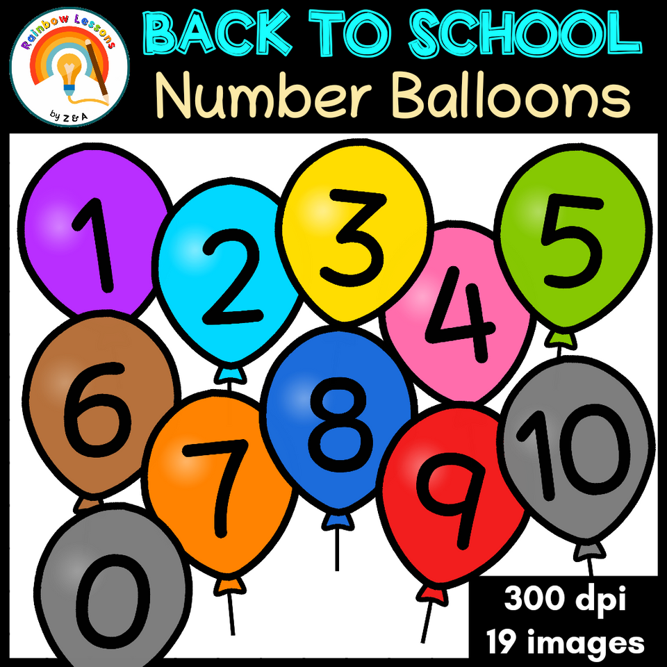 Number Balloons Clipart | Balloon Numbers Clip Art | Numbers 0-10 Clip ...