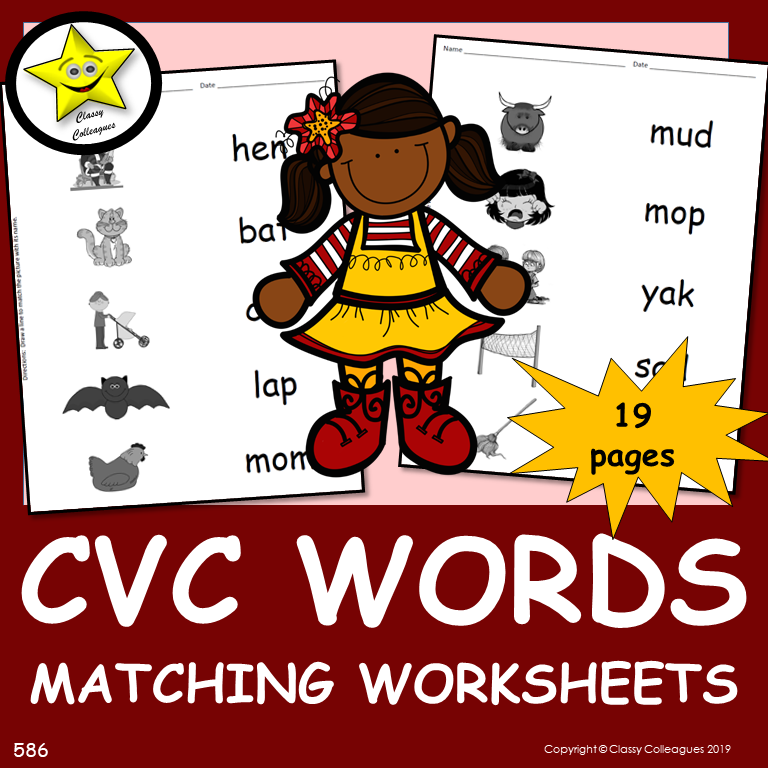 CVC WORDS Matching Worksheets - Amped Up Learning
