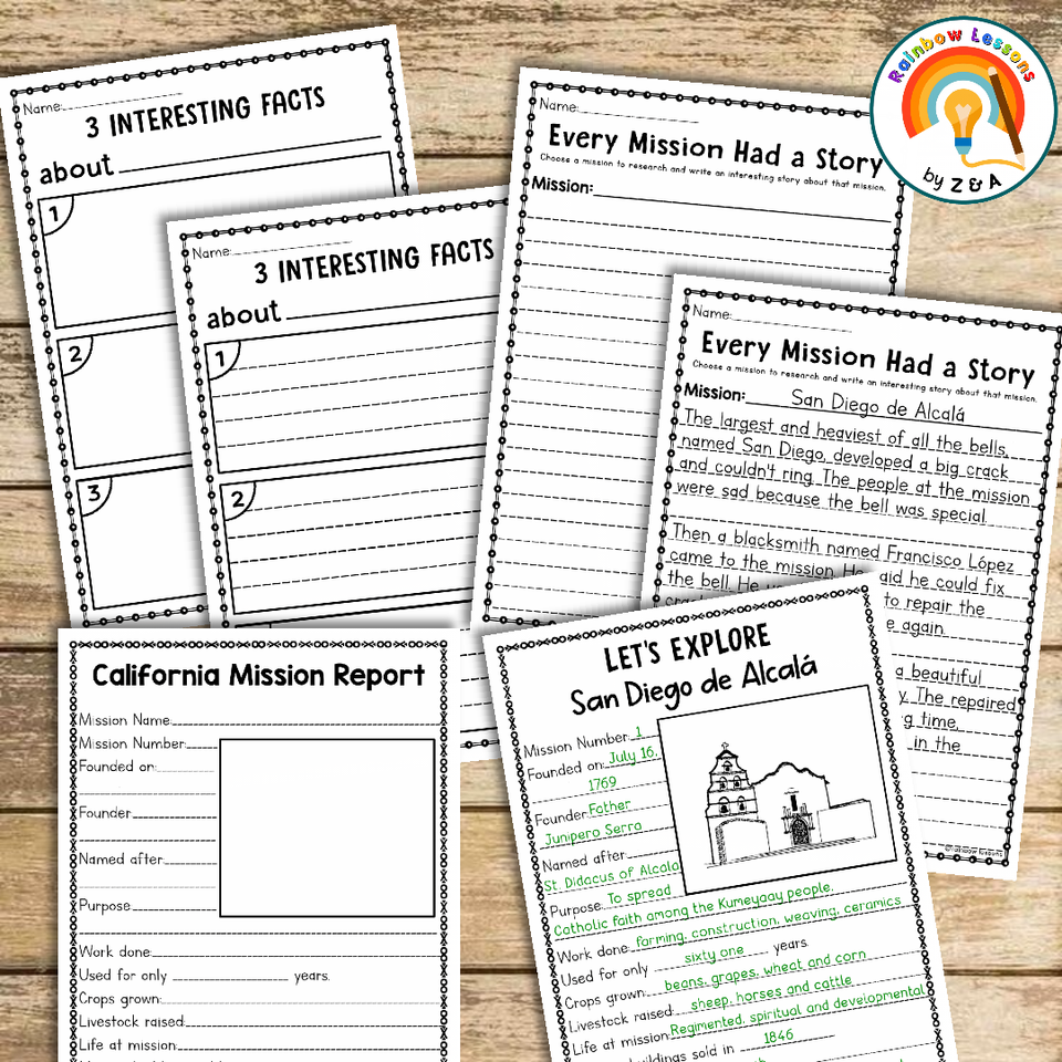 California Missions Report | California Missions Writing Activities ...