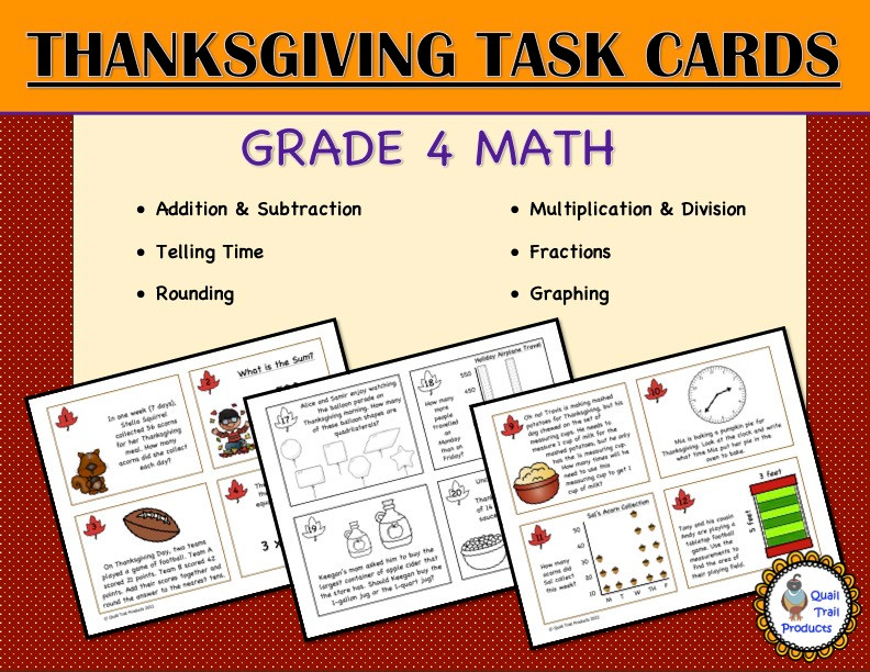 Grade 4 Transportation Math Task Cards