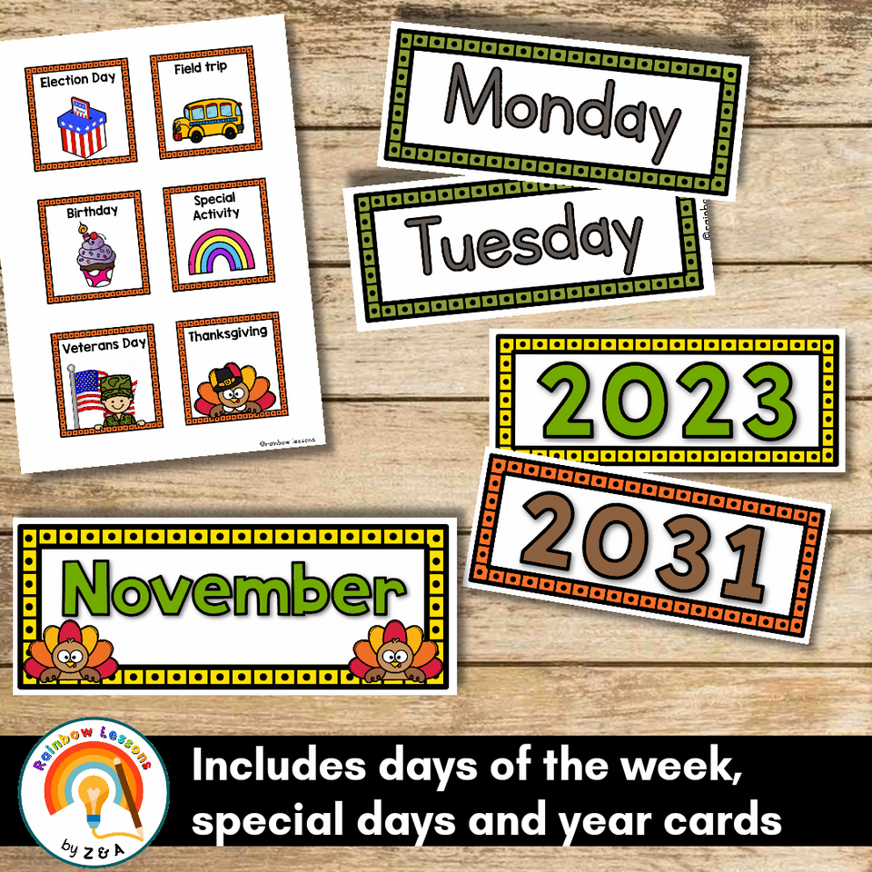 November Calendar Numbers | Fall Calendar Number Cards - Amped Up Learning