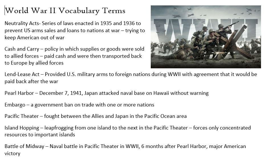 WWII Vocabulary Terms and Vocab Quiz - Editable - Amped Up Learning