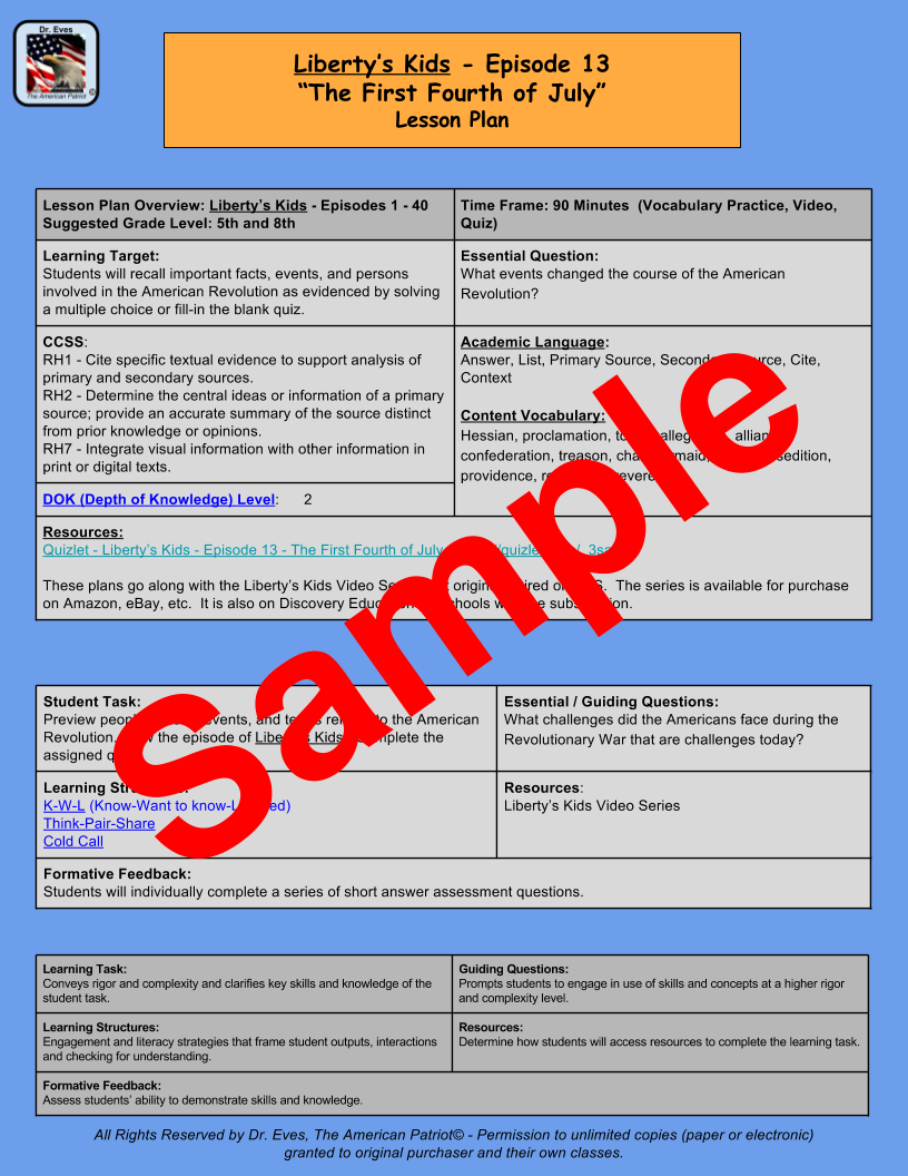 Liberty's Kids - Episode 13 - "The First Fourth of July" - Amped Up ...