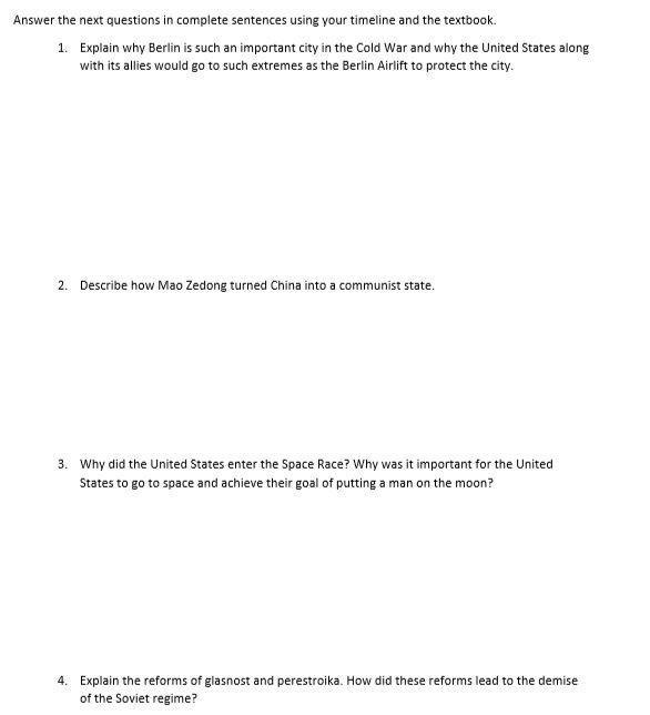 Cold War Timeline Group Activity - Amped Up Learning