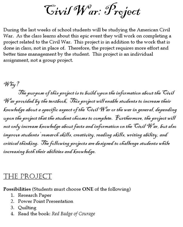 Civil War Project-Four Options - Amped Up Learning