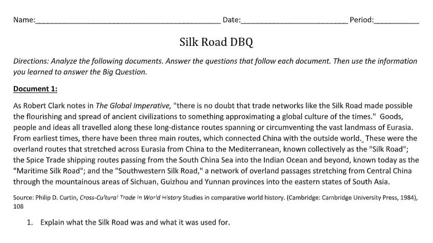 The Silk Road DBQ Activity - Amped Up Learning
