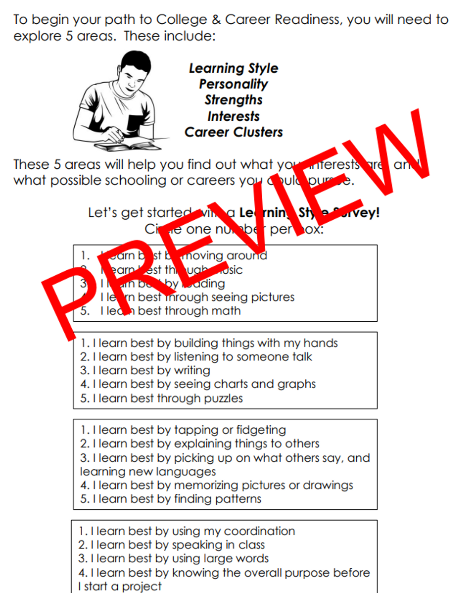 College & Career Ready 15 Worksheets - Middle/High school - Google ...