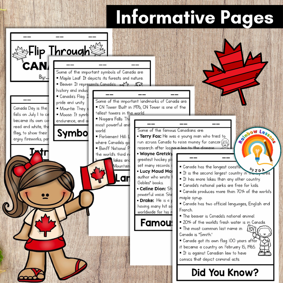 Canada Day Flipbook | Canada Day Activities | Canada Day Fun Writing ...