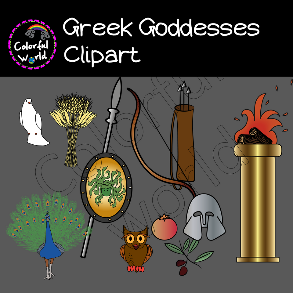 Greek goddesses and their symbols clipart - Amped Up Learning