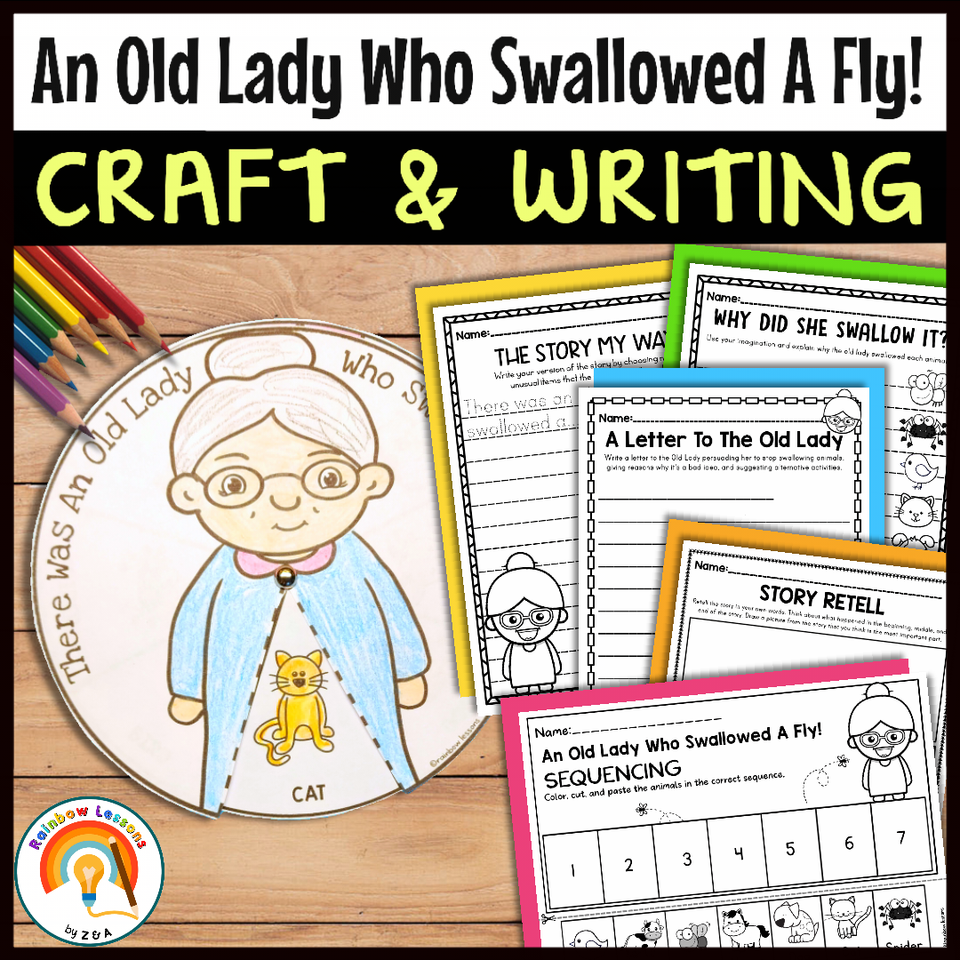 There Was An Old Lady Who Swallowed A Fly Sequencing Craft and Writing