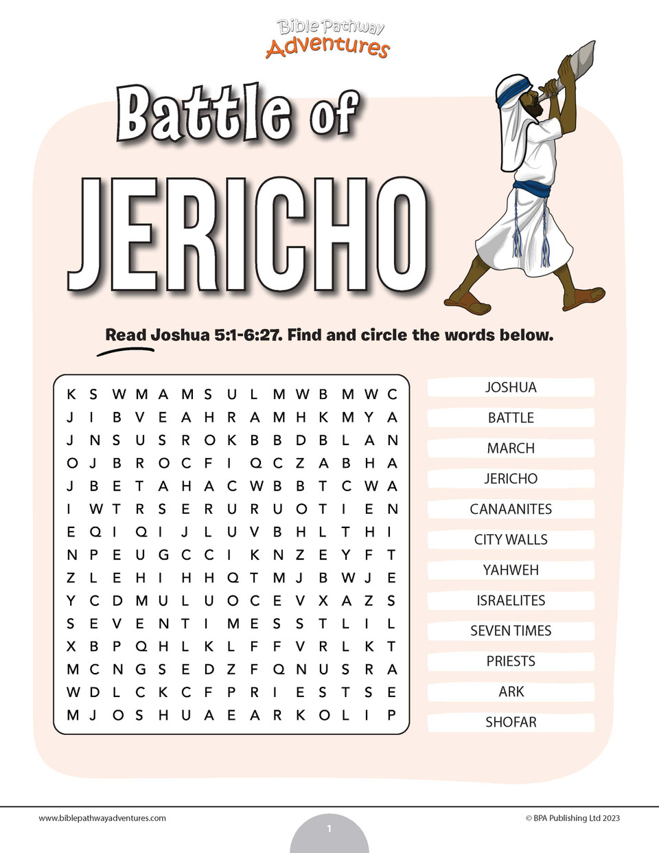Battle of Jericho word search puzzle