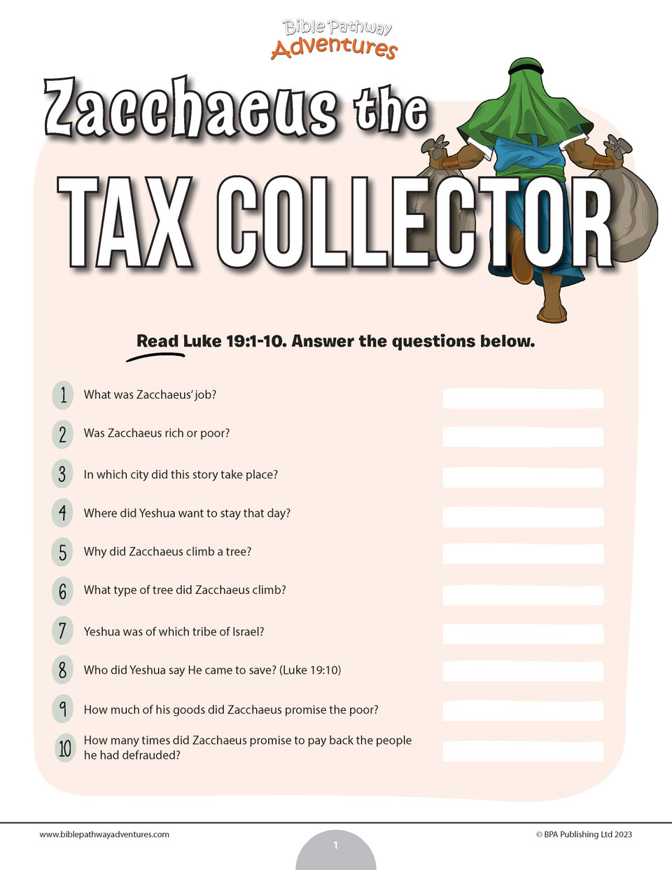 Zacchaeus the Tax Collector Bible quiz