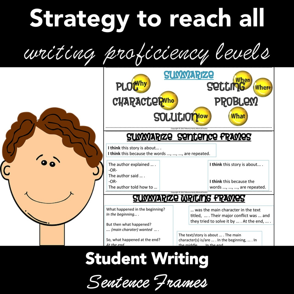 Writing Sentence Frames - Table Tents (main idea, summary, C/E ...